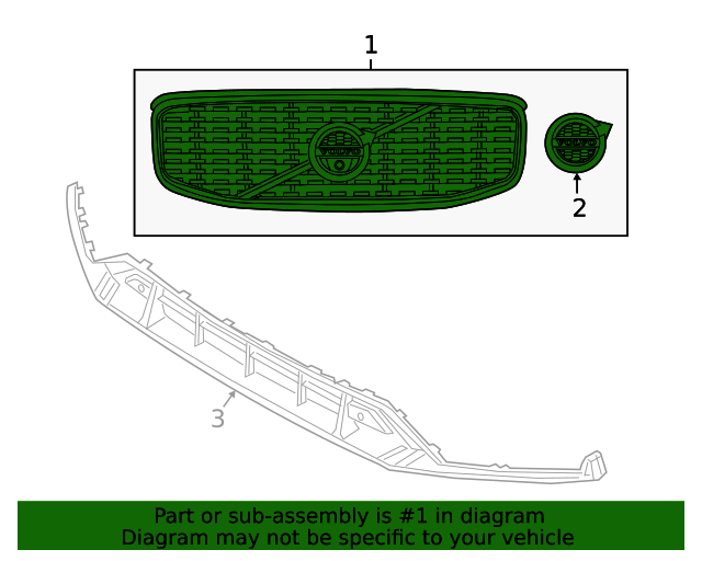 2021-2022 Volvo Upper Grille 32368140 | Genuine Volvo Replacement Parts