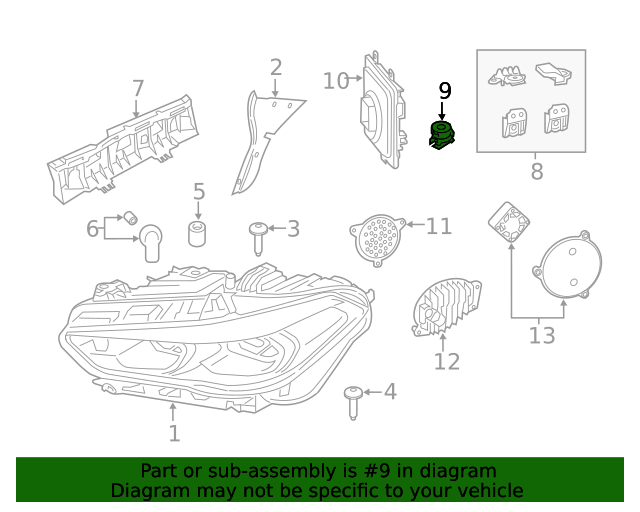 63117419740 - 2017-2024 BMW Headlamp Assembly Spacer (63-11-7-419-740 ...
