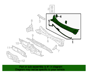 Hyundai - 86150-1R000 - Cowl Grille - 2012-2014 Hyundai Accent | OEM ...