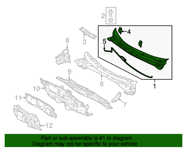 2012-2014 Hyundai Accent Cowl Grille 861501R000 | OEM Parts Online