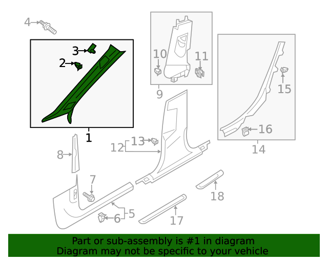 2019-2023 Audi Windshield Pillar Trim 4K8-867-234-J-3FW | Audi USA Parts