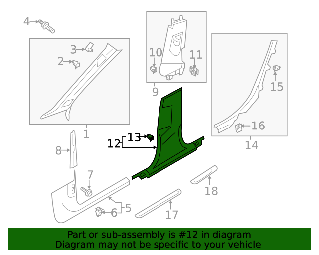 2019-2024 Audi Door Pillar Post Trim Set 4K8-867-240-4PK ...