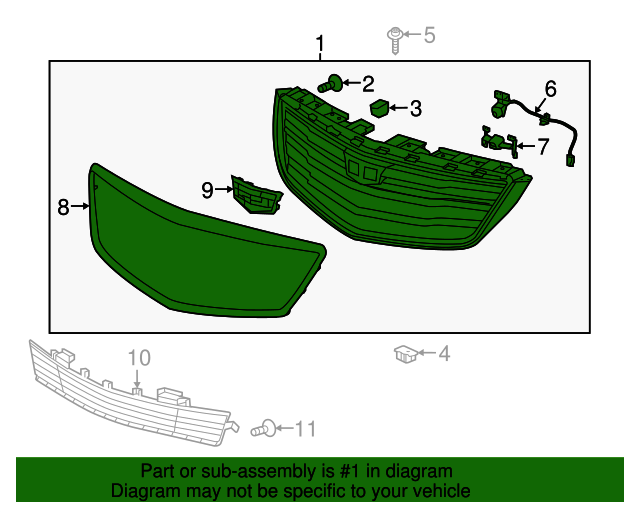 2018-2019 Cadillac XTS Front Upper Grille 84496433 GM | GMPartsDirect.com