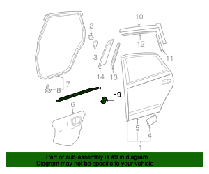 2004-2009 Toyota Prius Door Window Belt Weatherstrip (Left, Rear) 75740 ...