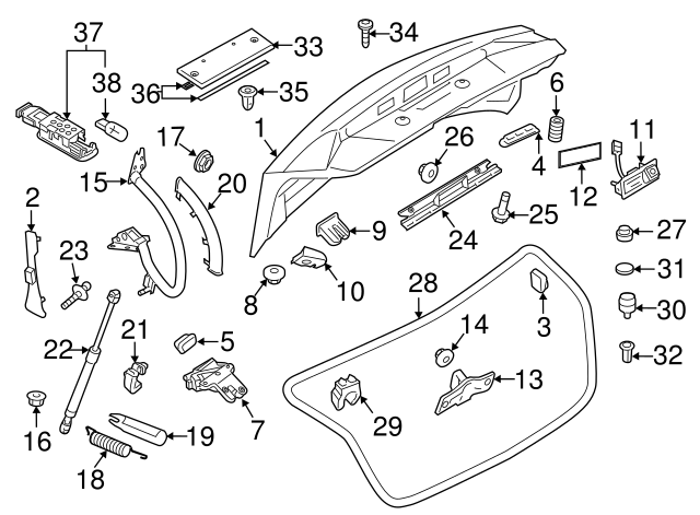 2013-2015 Audi RS5 Trunk Lid 8T0-827-023-AR | Audi USA Parts
