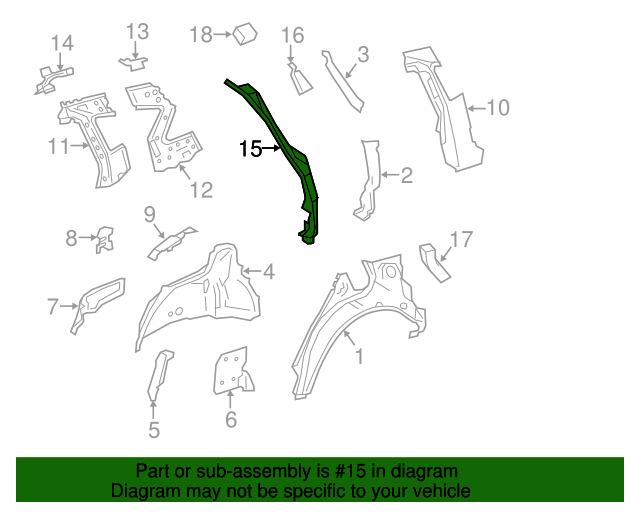 2013-2018 Toyota RAV4 Pillar Reinforced 61703-0R030 | Toyota Parts