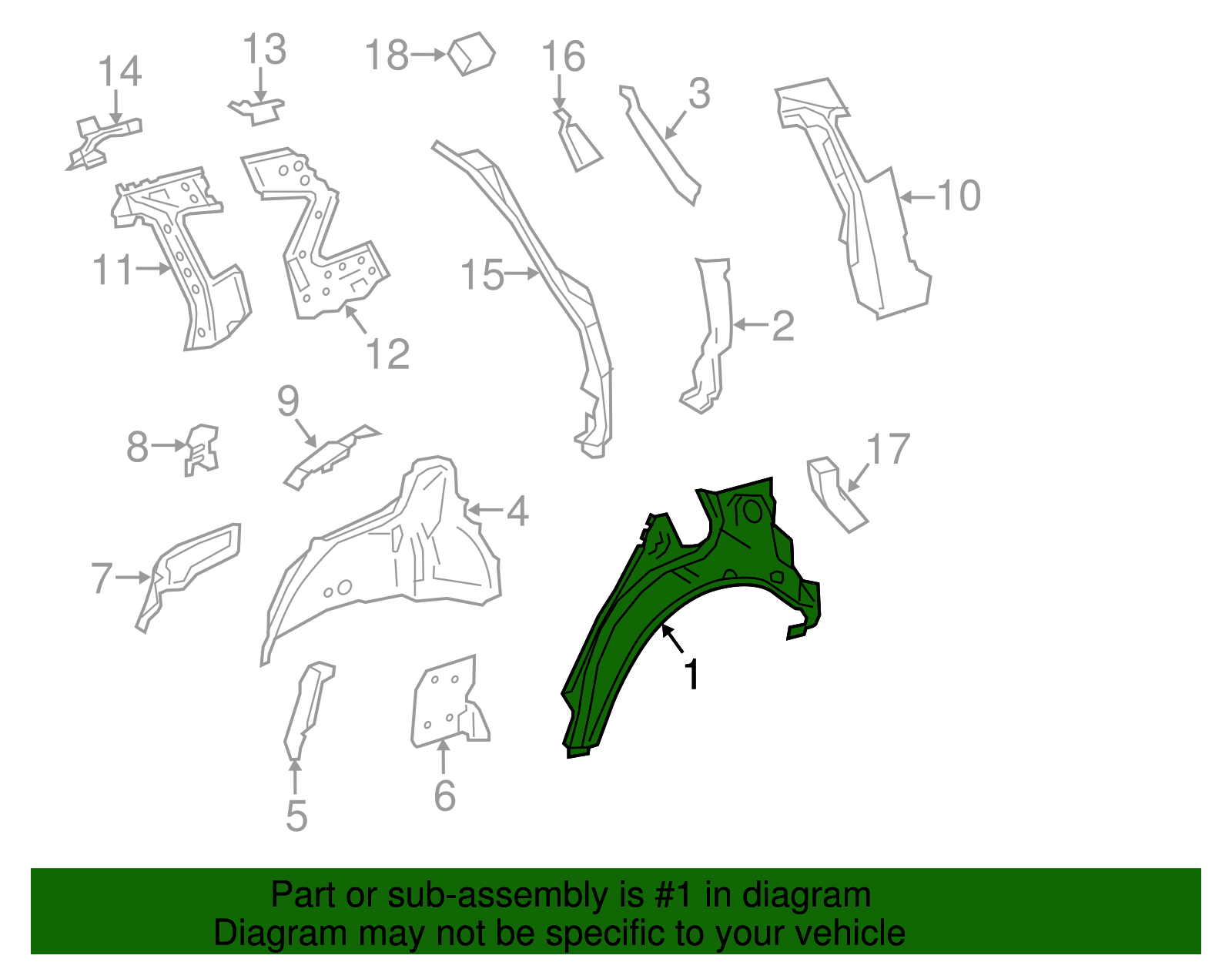 2013-2018 Toyota RAV4 Outer Wheelhouse 61631-0R030 | OEM Parts Online