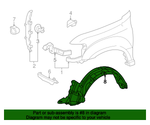 53876-0C040 - Fender Liner - 2005-2007 Toyota Sequoia | OEM Genuine ...