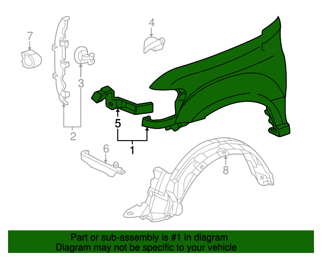 53802-0C080 - Fender Assembly - 2001-2004 Toyota | OEM Genuine Toyota Parts