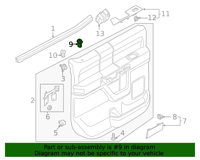 2021-2023 Ford Door Lock Knob Bezel ml3z1621999aa | TascaParts.com