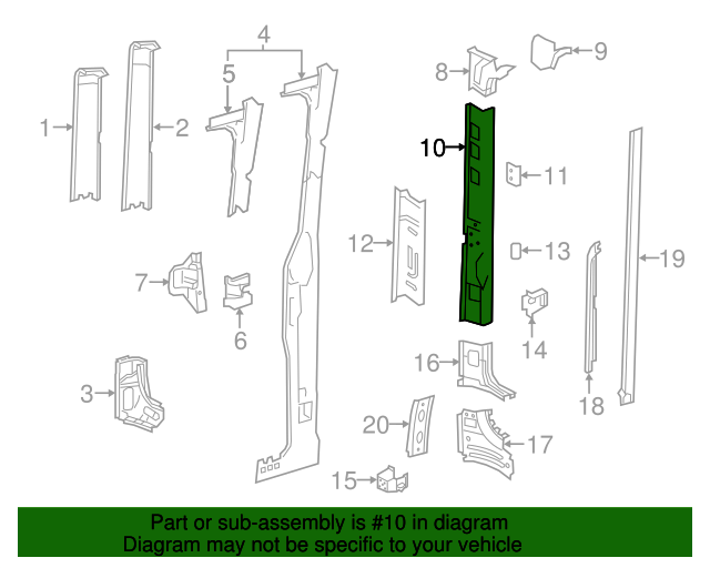 906-630-01-10 - Inner Pillar 2010-2018 Mercedes-Benz | Mercedes-Benz ...