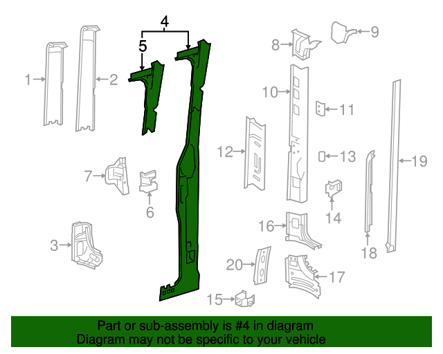 906-630-31-00 - Outer Pillar 2010-2018 Mercedes-Benz | Mercedes-Benz ...