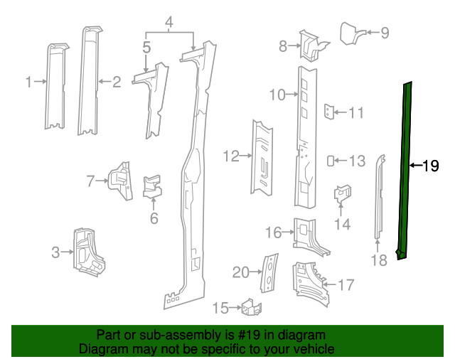 906-630-17-10 - Pillar 2010-2023 Mercedes-Benz | Mercedes-Benz USA Parts