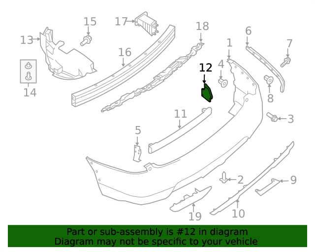 2014-2019 Nissan Rogue Closing Plate - Rear Bumper-Left-hand 78819 ...