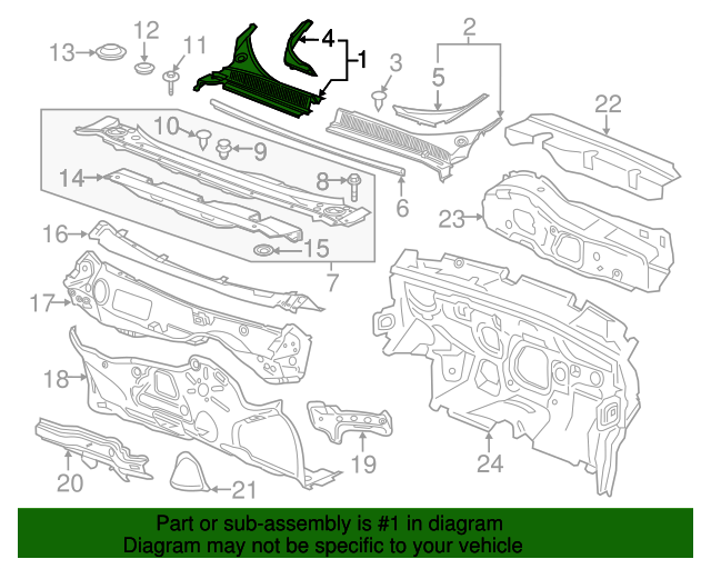 2016-2019 Chevrolet Volt Cowl Grille Panel 23404976 GM | GMPartsDirect.com