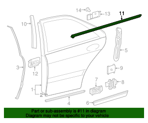 220-690-05-80 - Door Belt Molding 2000-2006 Mercedes-Benz ...