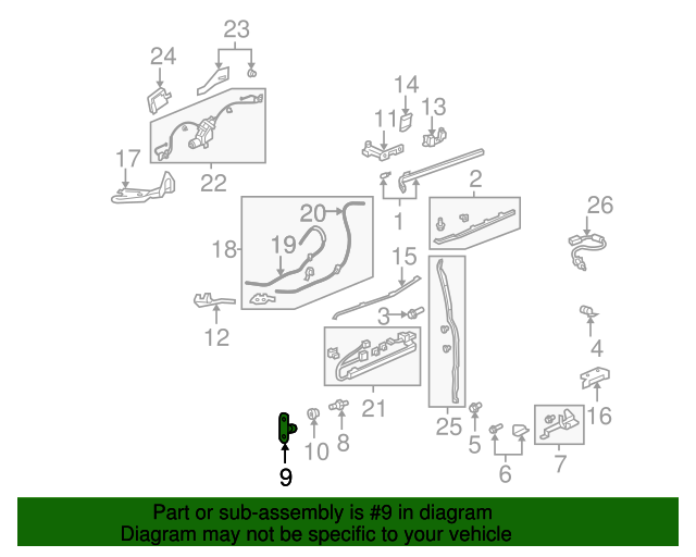 72506-SHJ-A01 - Stopper Slide Door (Female) - 2005-2010 Honda Odyssey ...