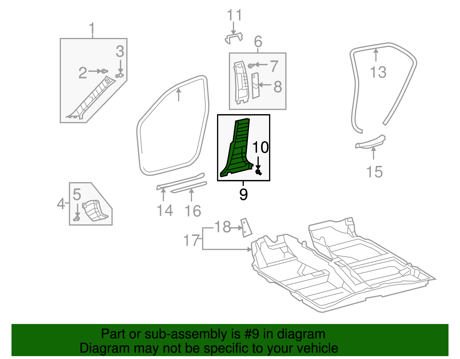 62414-02150-B2 - Lower Center Pillar Trim - 2009-2013 Toyota Corolla ...
