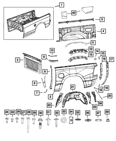 Pick-up Box and Fuel Filler Door for 2019 Ram 1500 | OEM Parts Online