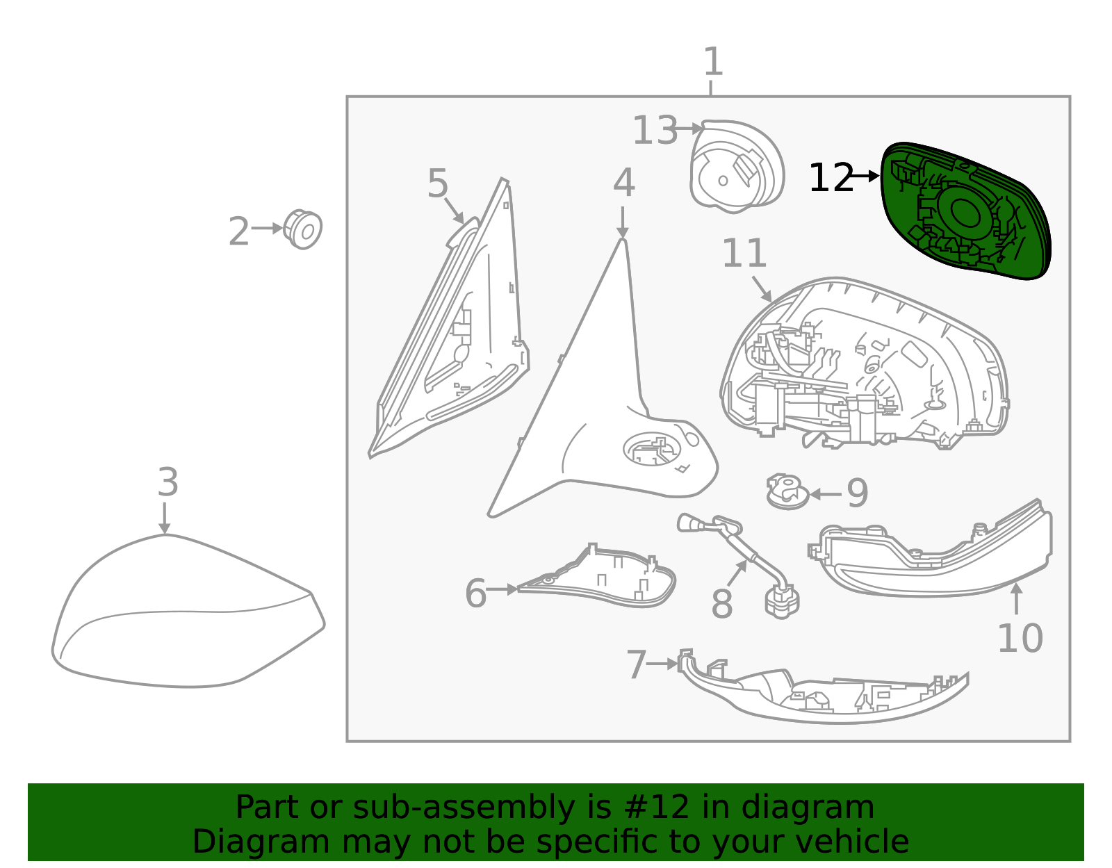2014-2020 Infiniti Mirror Glass 96366-1GA0A | Infiniti OEM Parts Online