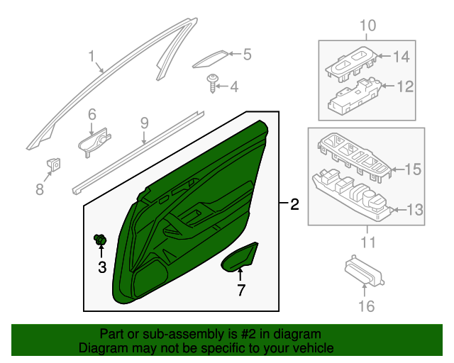 82306-J5680CCS - Door Trim Panel - 2018-2021 Kia Stinger | Kia Auto Parts