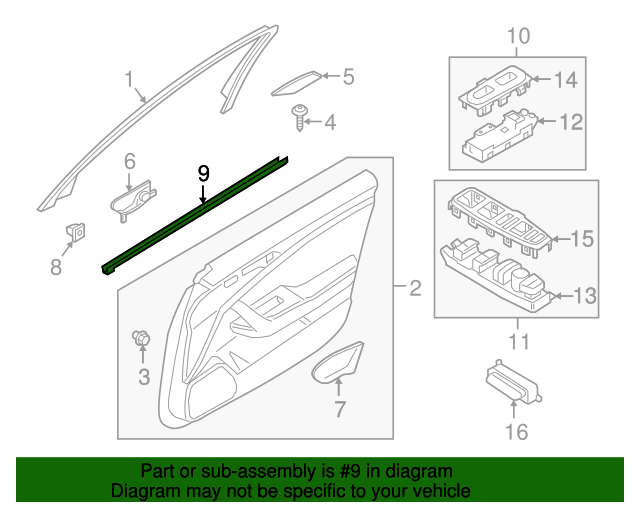 82241-J5000 - Belt Weather-Strip 2018-2021 Kia Stinger | Kia.Parts Store