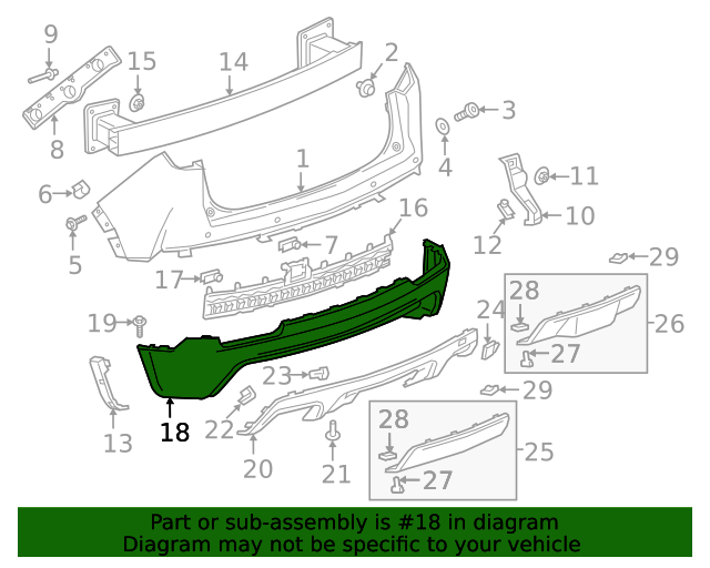 GM Parts | Rear Bumper Lower Fascia - (85134043) | GM Parts Store