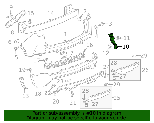 2019-2024 Cadillac XT4 Rear Driver Side Bumper Lower Fascia Bracket ...