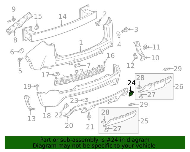 2019-2023 Cadillac XT4 Black Rear Bumper Fascia Tow Eye Access Hole ...
