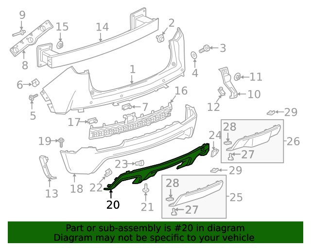 2019-2020 Cadillac XT4 Rear Bumper Valance Panel 84494188 GM ...