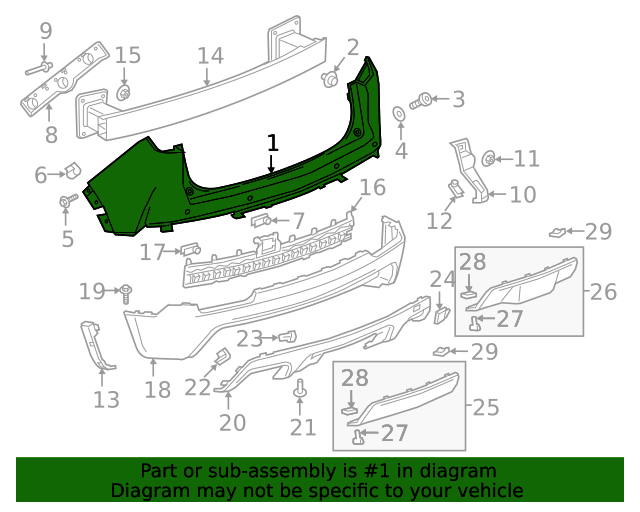 2019-2023 Cadillac XT4 Rear Bumper Upper Fascia 84661344 GM ...