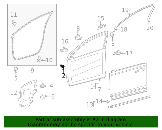 2007-2023 Toyota Door Shell Cushion 90541-09137 | Toyota Parts Center