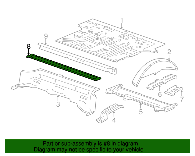 2015-2020 GM Number 5 Underbody Cross Sill 22973165 | GMPartsDirect.com