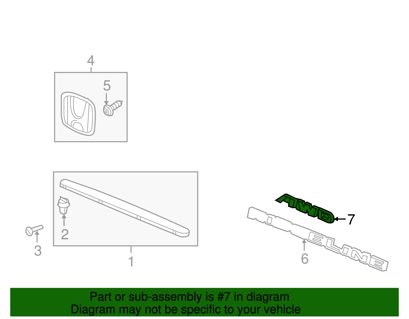 75719-T0A-000 - 2012-2025 Honda - Emblem Rear (Awd) | Honda Parts Guys