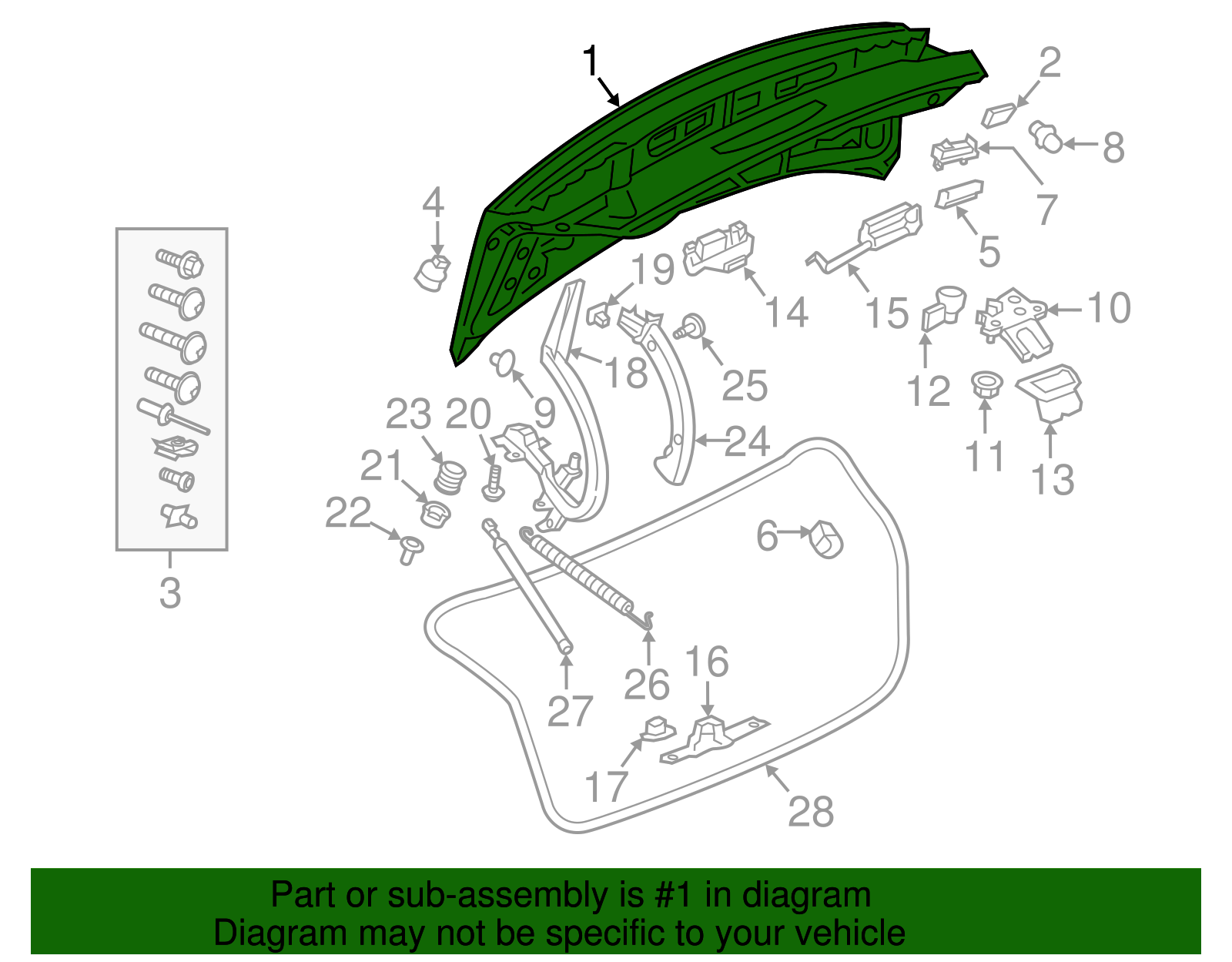 2017-2019 Audi Trunk Lid 8W5-827-025-M | Audi USA Parts