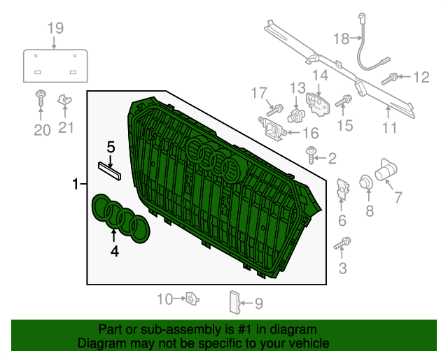 2017-2019 Audi A4 allroad Center Grille 8W0-853-651-S-MX3 | Audi USA Parts