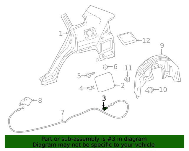 77377-12100 - Fuel Filler Door Release Cable Clip 2019-2024 Toyota ...