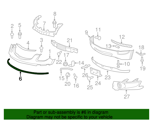 2008-2012 Buick Enclave Front Bumper Rub Strip 25961908 GM ...
