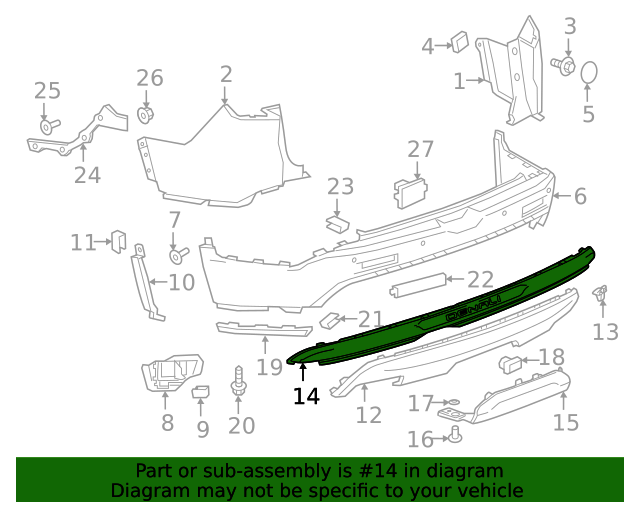 2020-2023 GMC Acadia Rear Bumper Cover Lower Molding 84249060 GM ...