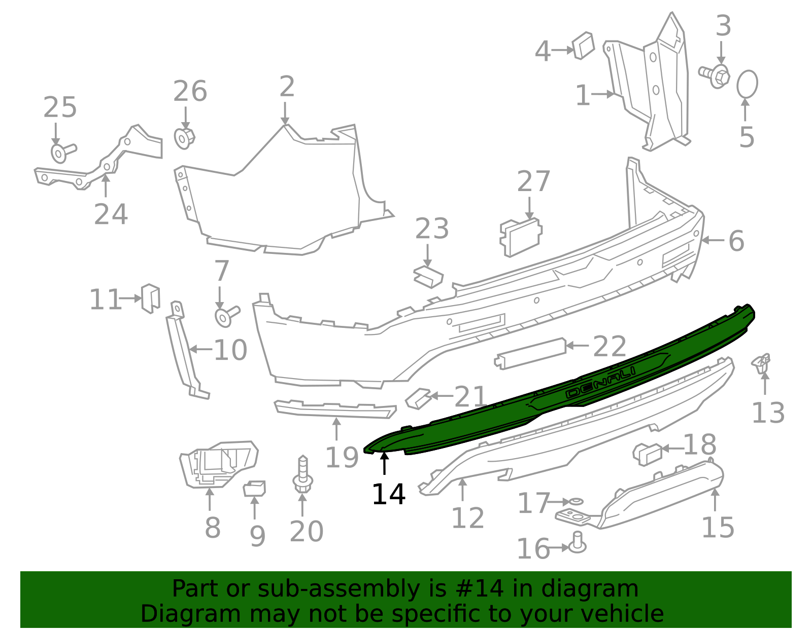 2020-2023 GMC Acadia Rear Bumper Cover Lower Molding 84249060 | GM ...