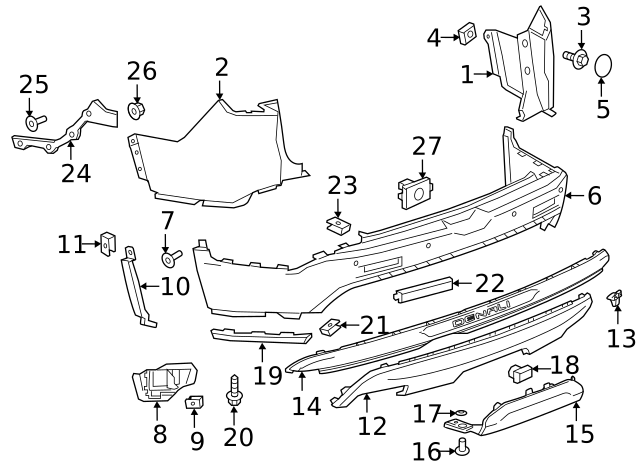 2020-2023 GMC Acadia Rear Bumper Cover Lower Molding 84249060 | OEM ...