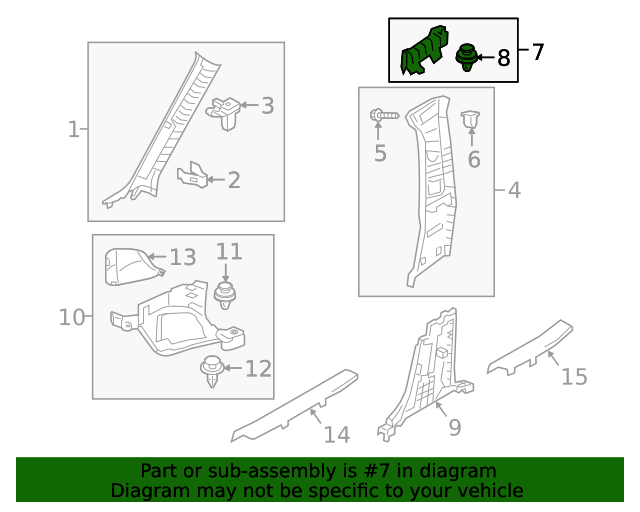 2019-2020 Mazda 3 Upper Center Pillar Trim Bracket - Passenger Side (RH ...