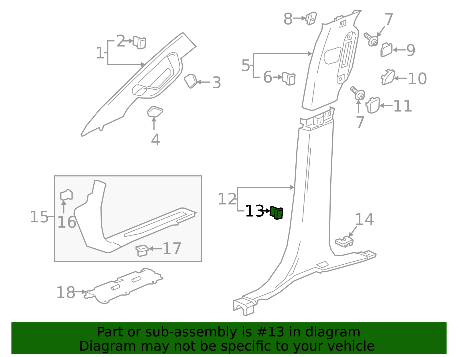 2019-2025 GM Lower Center Pillar Trim Upper Clip 11602758 GM ...