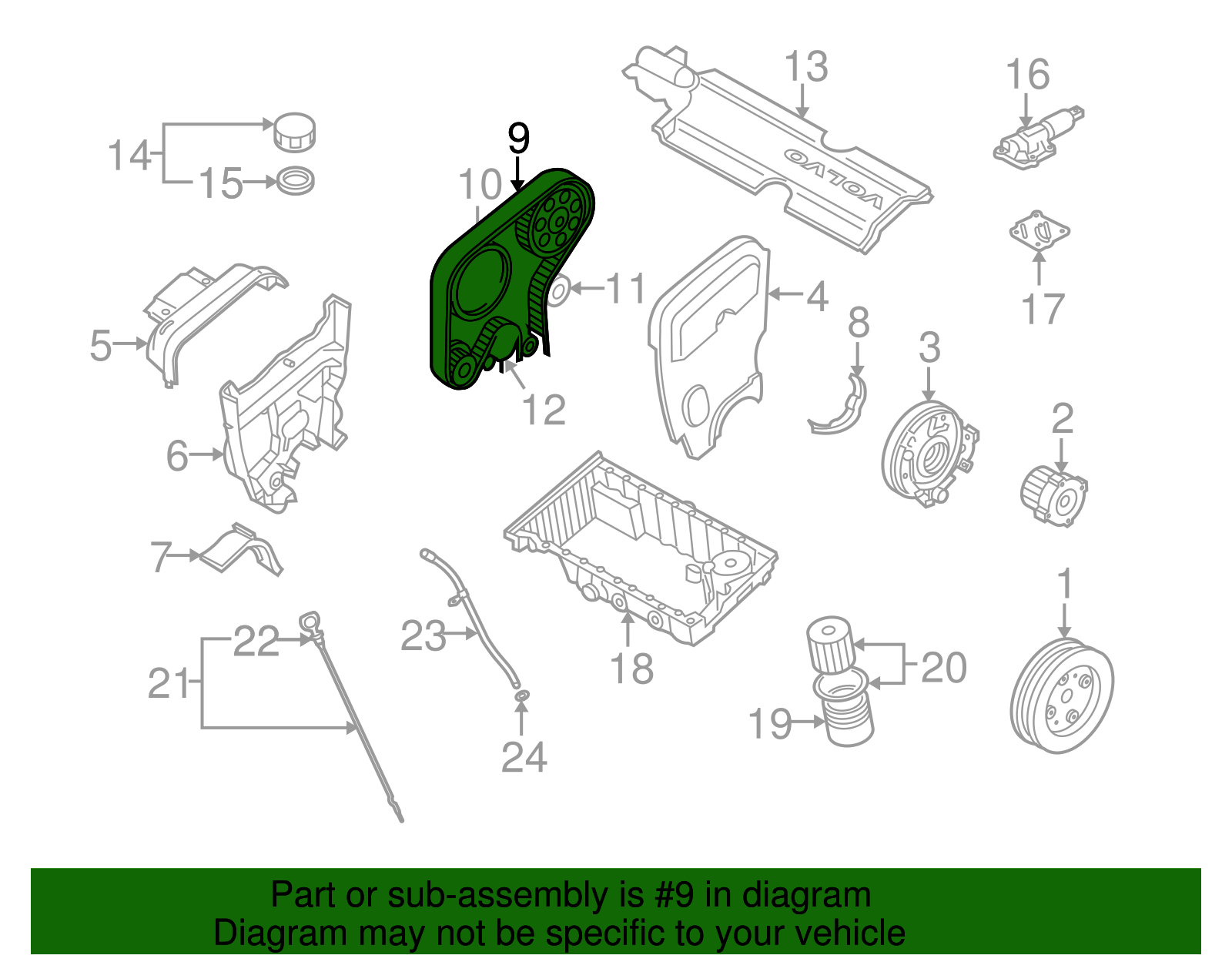 30731727 - 2000-2016 Volvo Engine Timing Belt Kit 2.3L 2.4L 2.5L ...