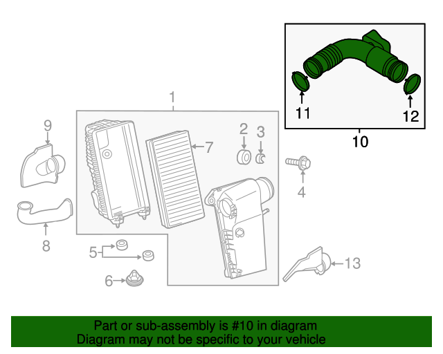 958-110-155-70 - Engine Air Intake Hose 2015-2018 Porsche Cayenne ...
