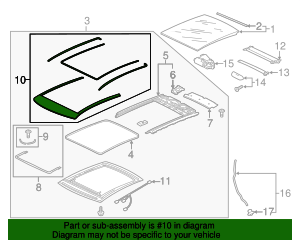 2016-2018 Audi A3 Sportback e-tron Sunroof Guide Rail 8V3-877-155-C ...