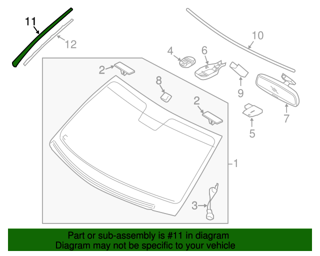 86132-3M000-AF - Windshield Molding 2012-2014 Hyundai Genesis ...