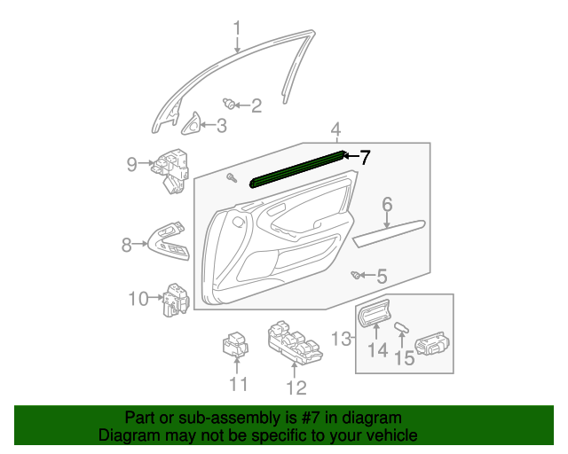 1998-2005 Lexus Belt Weather-Strip 68172-30091 | OEM Parts Online
