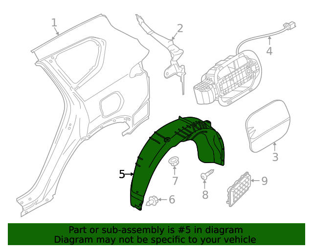 2021-2023 Hyundai Santa Fe Quarter Panel Splash Shield 86822-S2500 ...