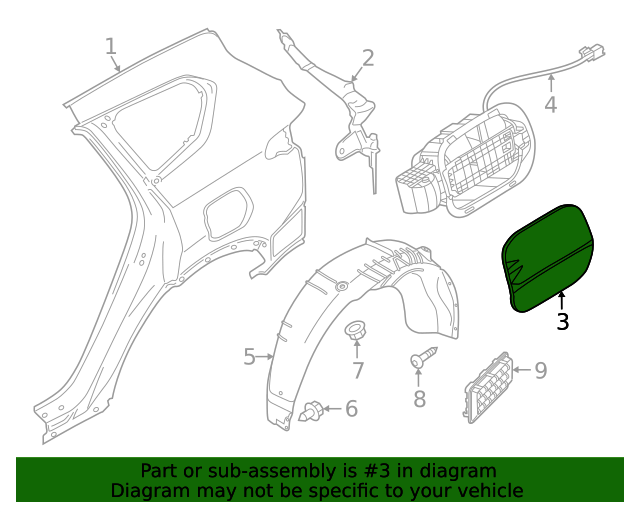 69511-S2500 - Fuel Filler Door 2021-2023 Hyundai Santa Fe ...